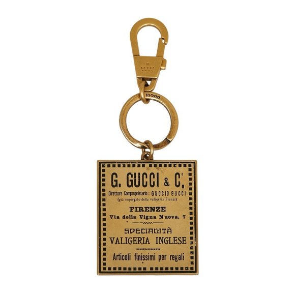 Gucci | Accessories | Gucci Label Motif Keychain Keyring Bag Charm ...